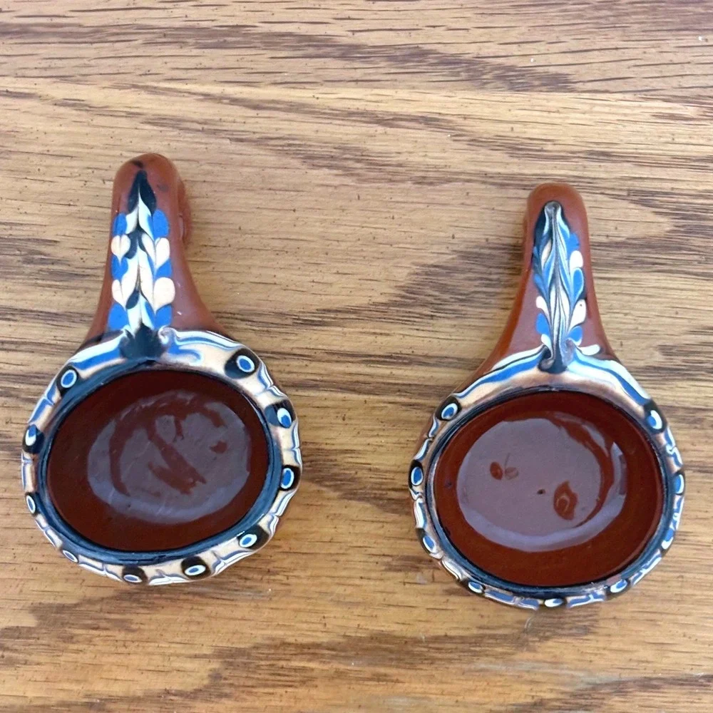 Dining | Vintage Troyan Bulgarian Redware Pottery Cups Set Of 2 Peacock ...